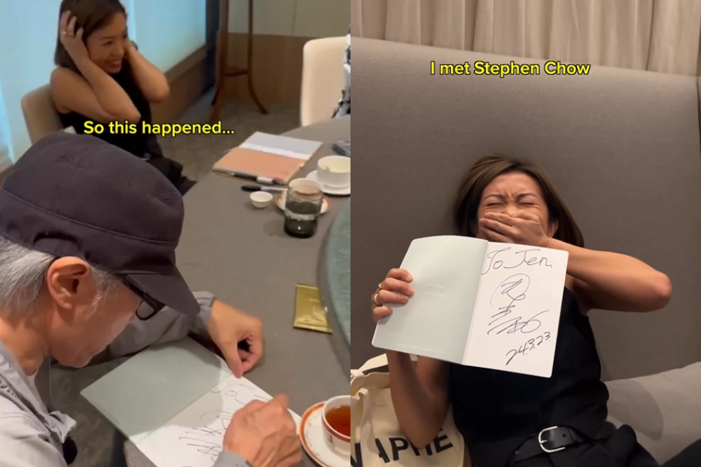 追星成功！大马网红Jenn Chia ️喜获「星爷亲笔签名」+还和本尊一起吃饭！（内附视频）